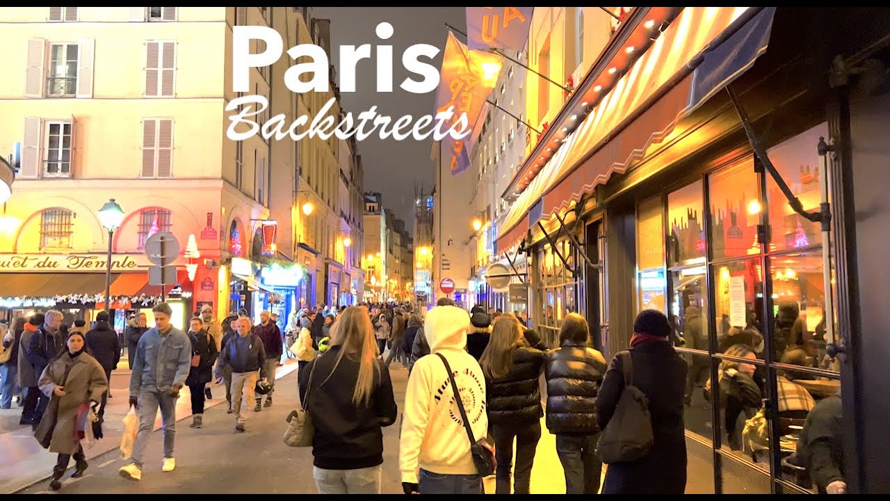 Paris France, Christmas in Paris - Backstreets, HDR Walking - 4K HDR 60 ...