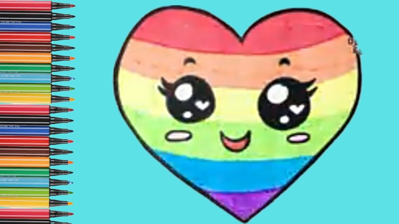 How to Draw Rainbow Heart , Drawing Heart Easy For Kids ,Heart Drawing ...