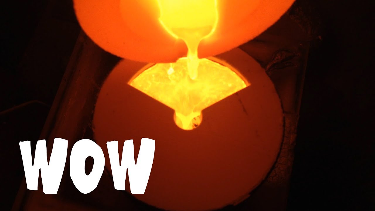 AMAZING! molten copper pipes cooling... old scrap melt and pour - YouTube