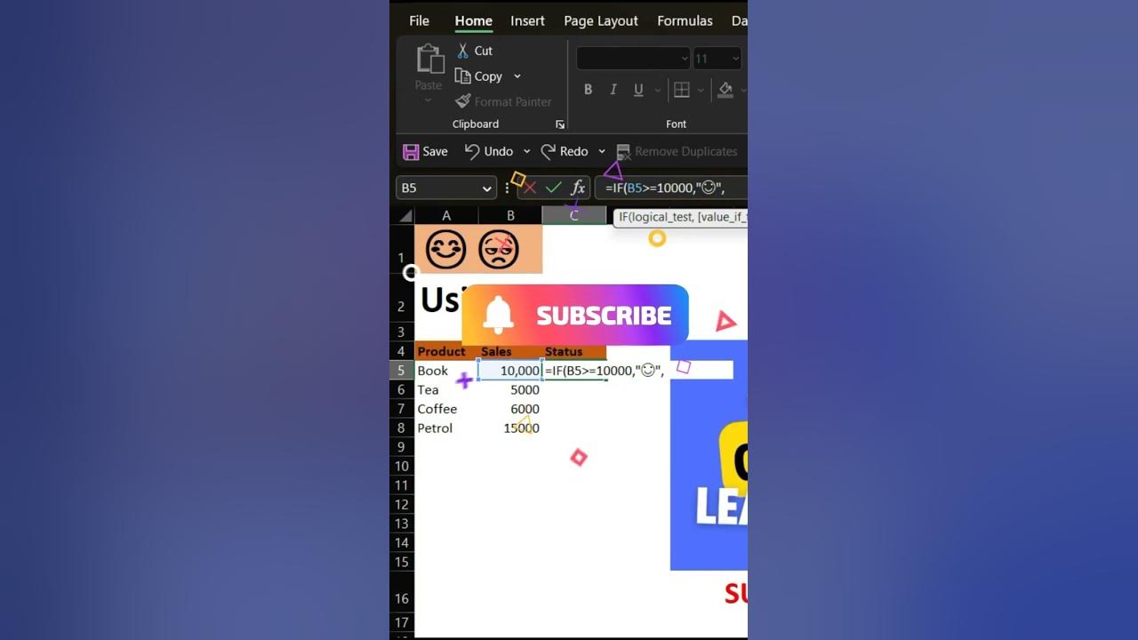 Using If To Generate Emojis Dataanalysis Dataanalytics Exceltips Exceltricks Shorts Youtube