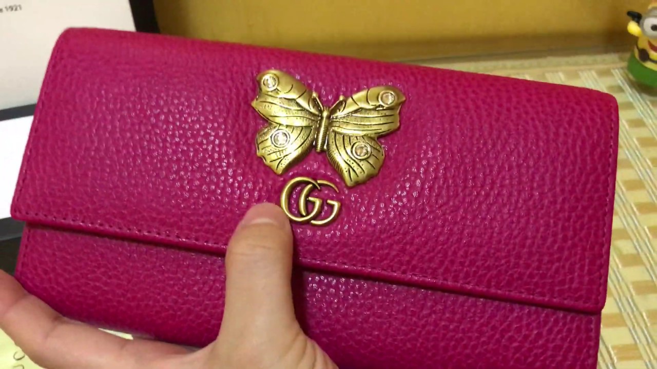 GUCCI PURSE Review for Gucci Leather continental wallet with butterfly ...