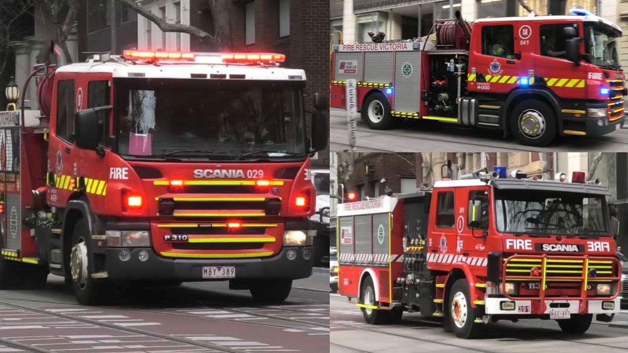 Fire Rescue Victoria - Pumper 1A, 1 B and Ultra Large 1 Responding ...