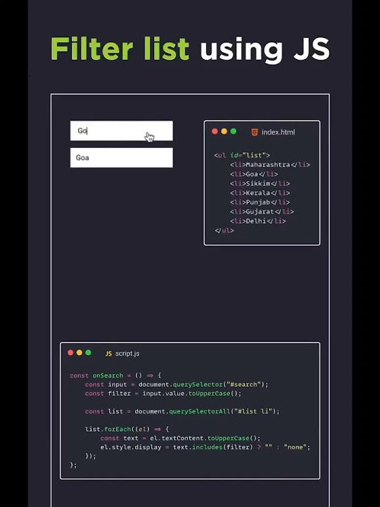 Filter list using Js #coding #programming #html #code #css3 #js #html5 #trending #tutorial - YouTube