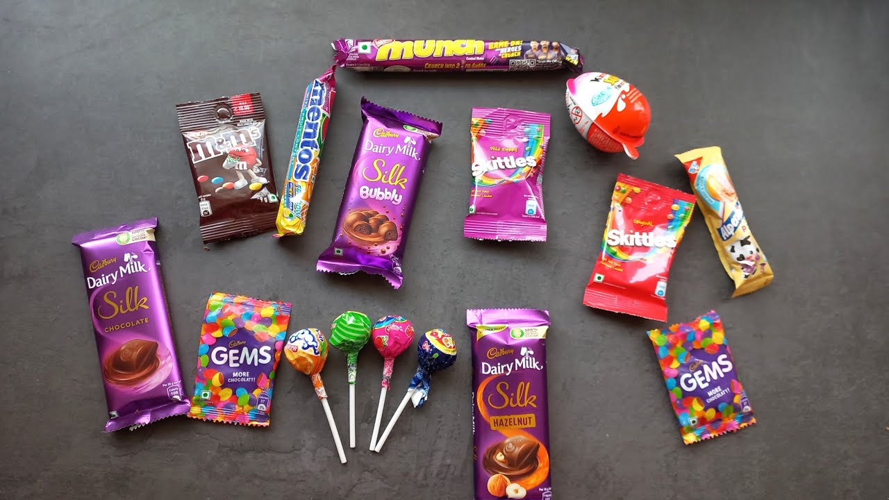 lots of candies, surprise toys, chocolate opening video, lots of ...