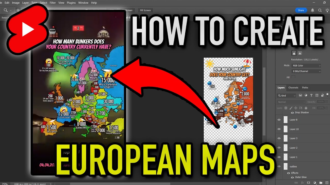 How to make BEAUTIFUL European Maps for Youtube Shorts - YouTube