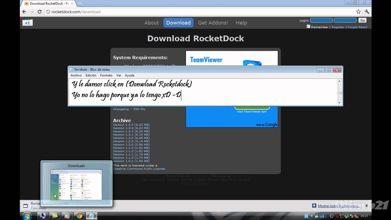 Como descargar una barra de iconos Rocketdock - YouTube
