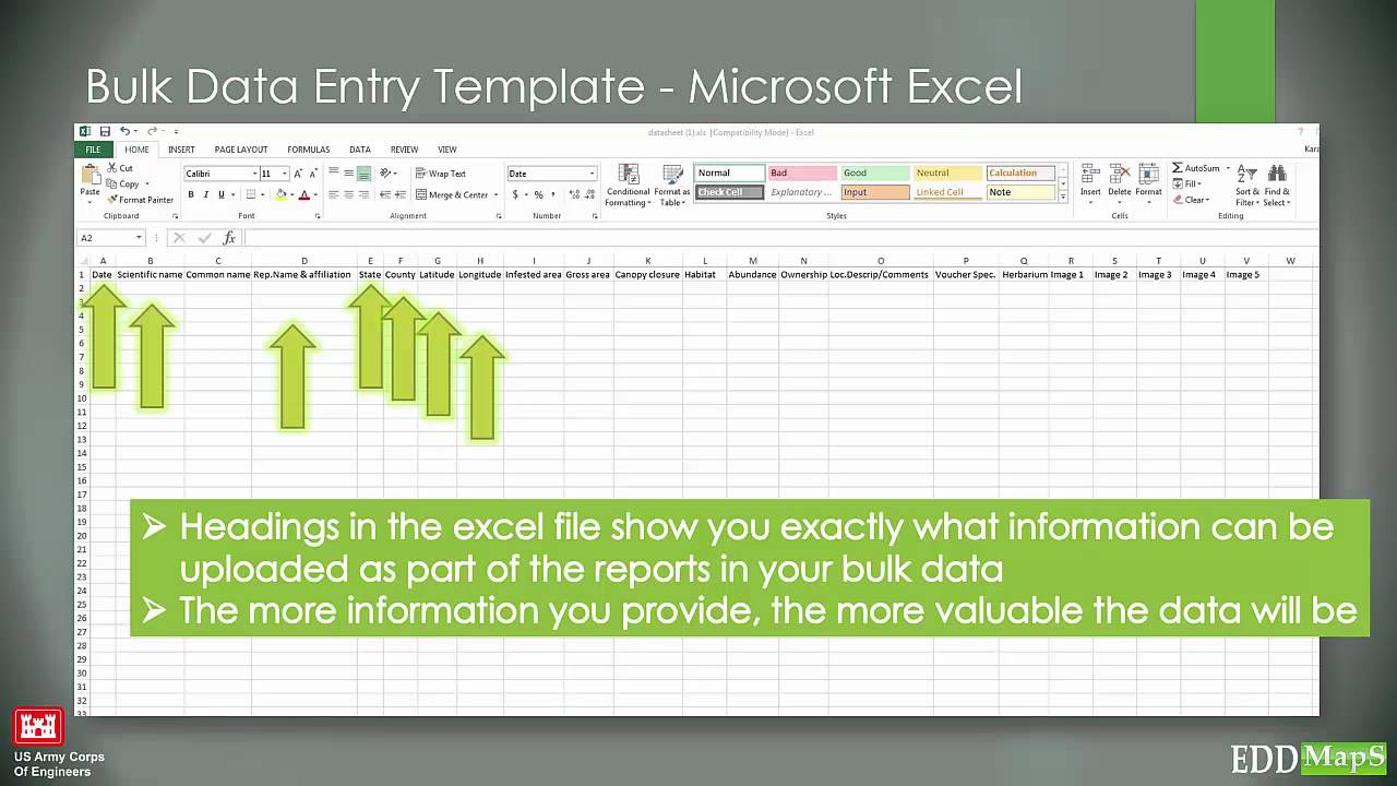 U.S. Army Corps of Engineers EDDMapS Training Videos - Uploading Bulk Data to EDDMapS - YouTube