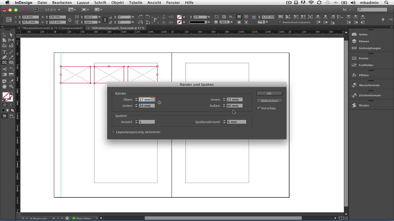 InDesign - Hilfslinien spiegeln - YouTube