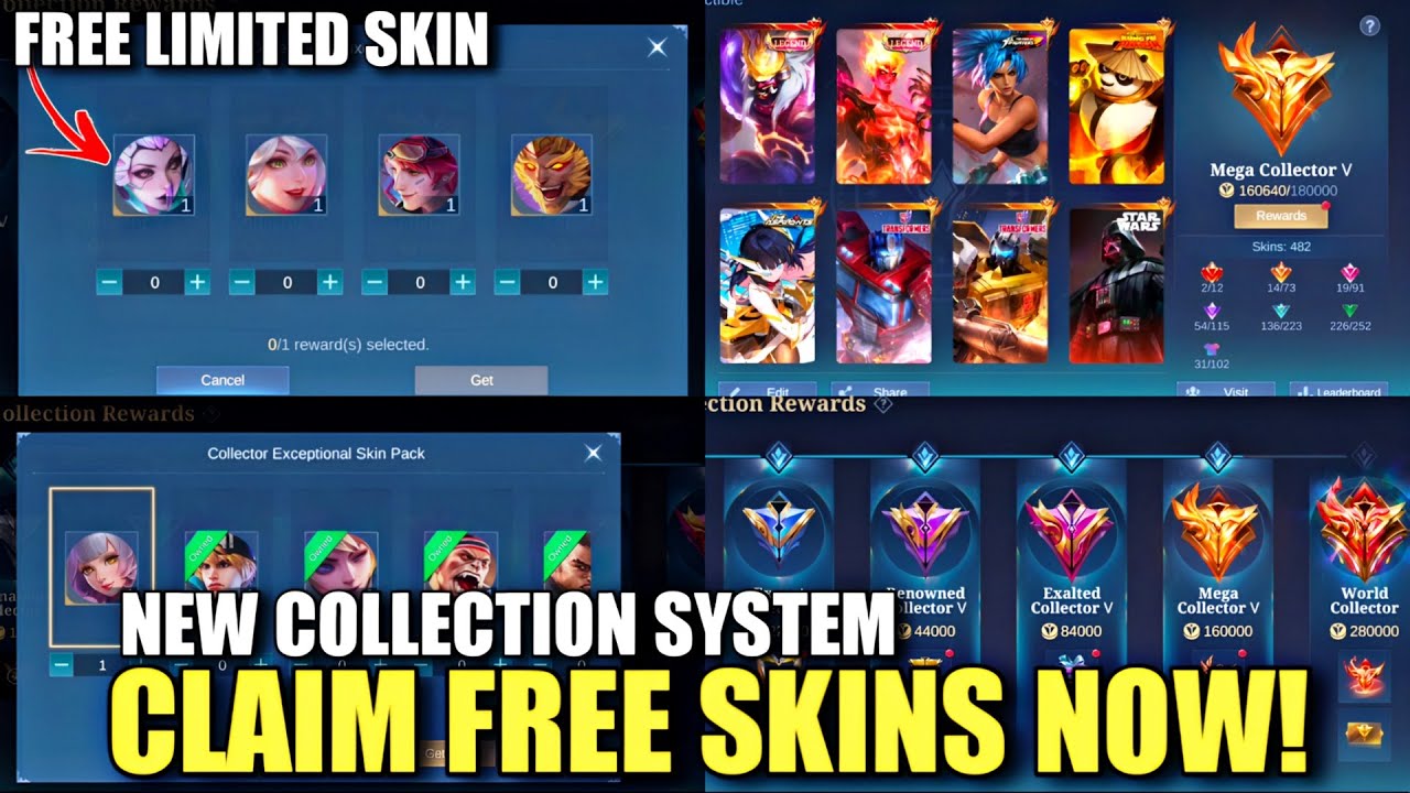 GET 3 FREE SKINS FROM NEW COLLECTION SYSTEM | MOBILE LEGENDS - YouTube