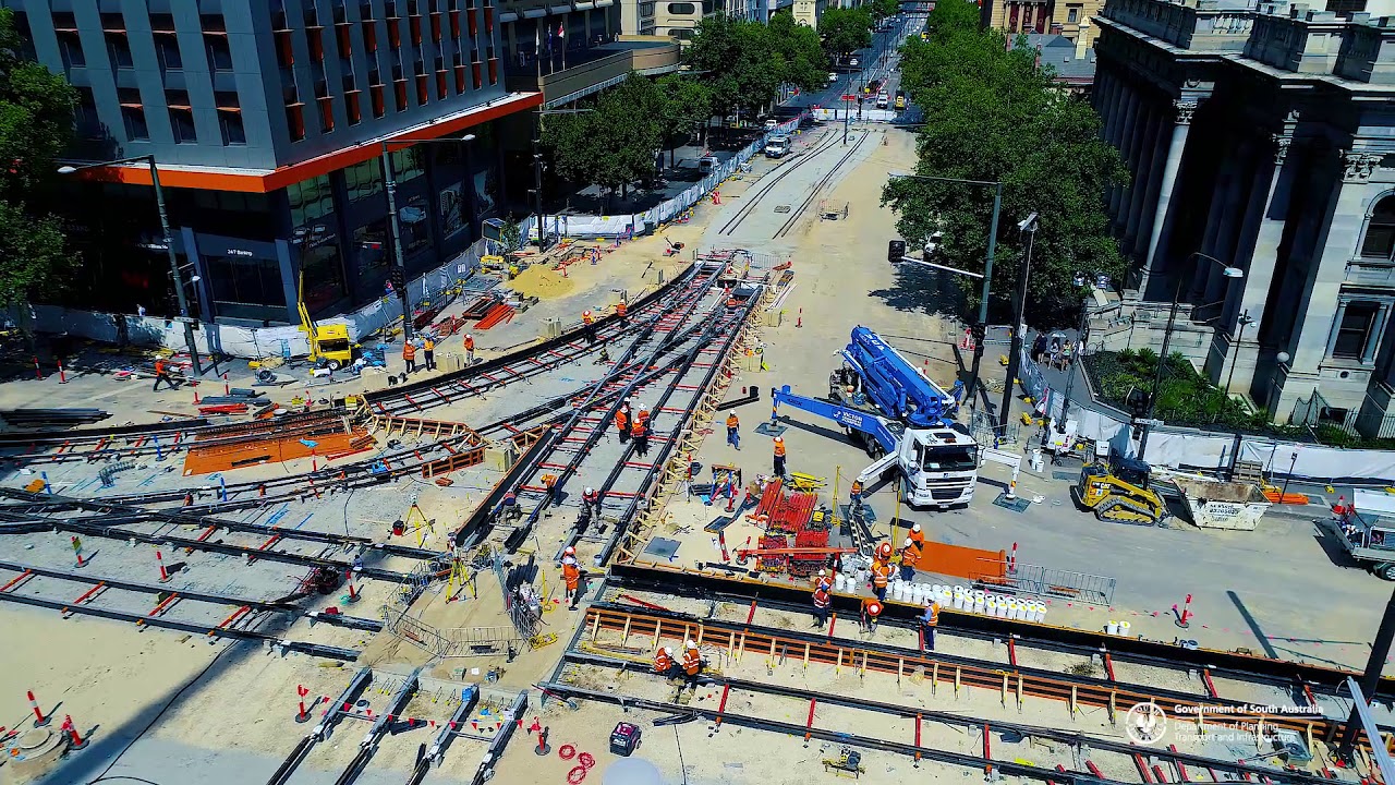 North Terrace Tram Works - YouTube