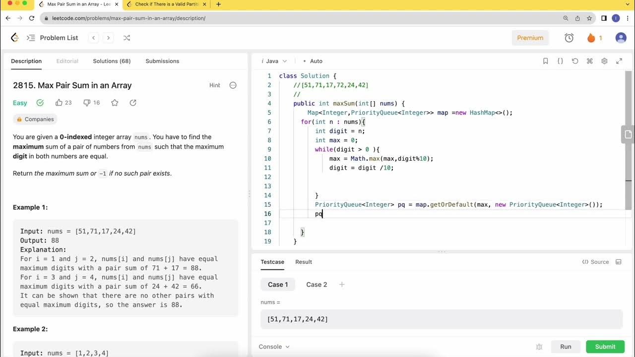 Leetcode 2815 Max Pair Sum in an Array | Beats 100% - YouTube
