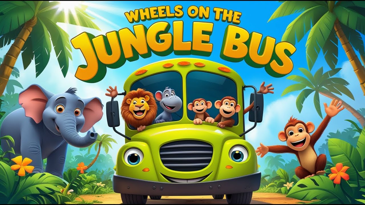 Wheels on the Jungle Bus 🚍🦁 | Animal Sounds & Fun Safari Rhyme for Kids ...