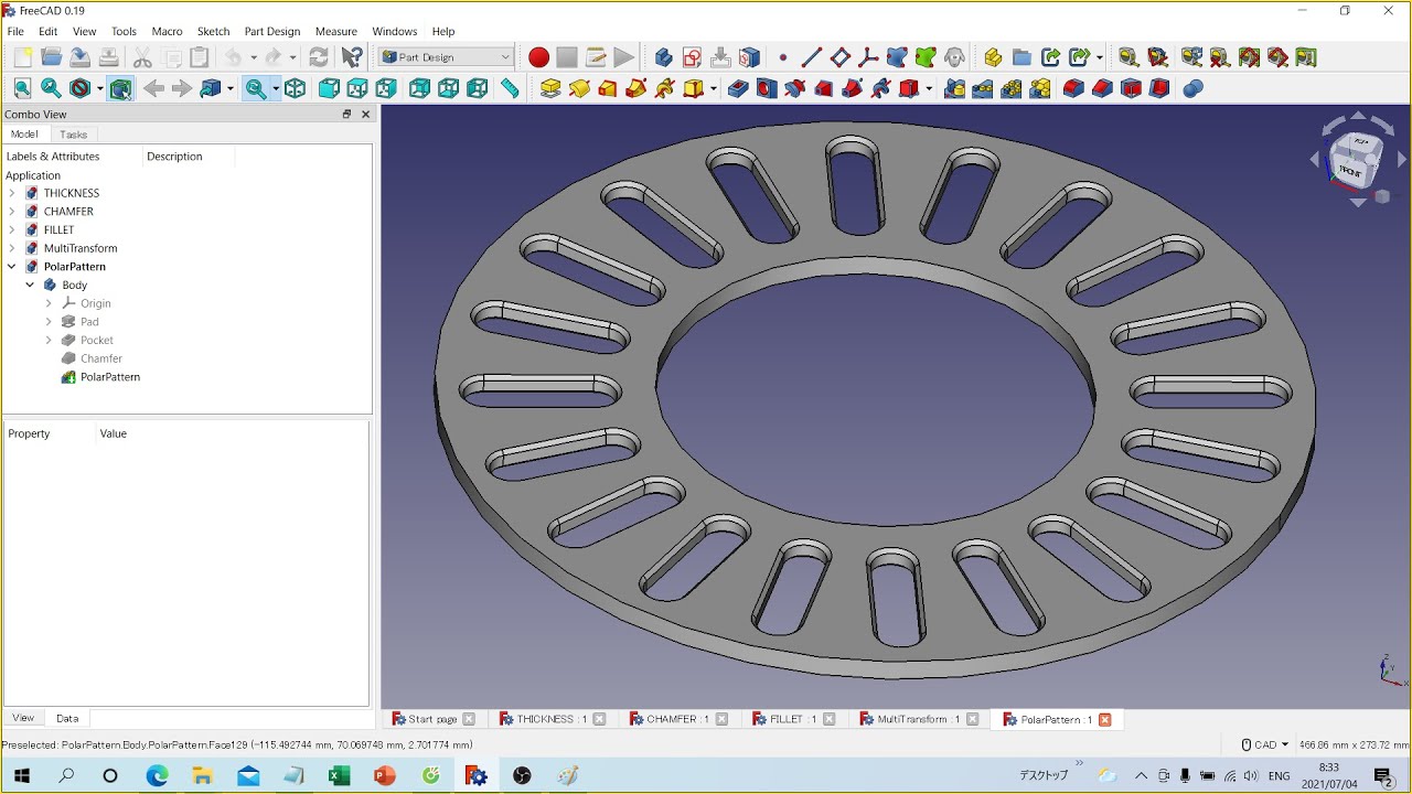 FREECAD Polar Pattern LỆNH TẠO 1 LOẠT CÁC FEATURE THEO HÌNH TRÒN - YouTube