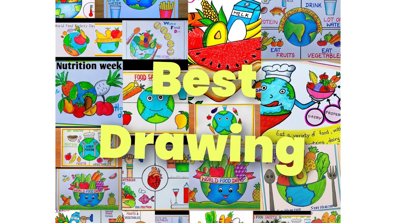 National nutrition Week poster drawing | world Food day drawing ...