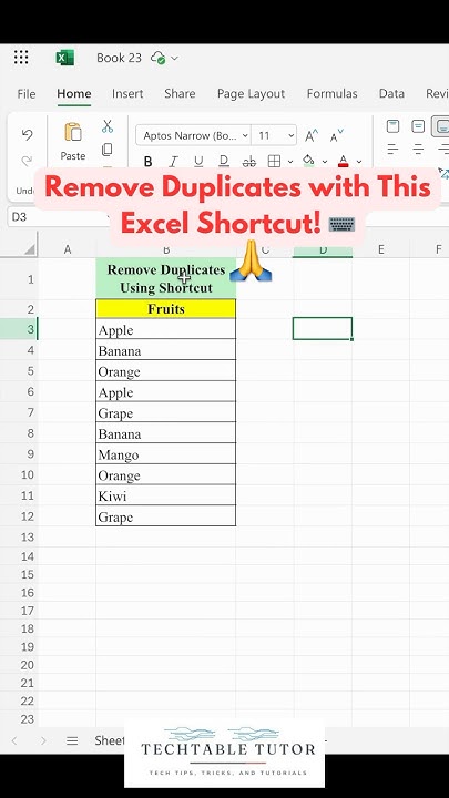 Remove Duplicates with This Excel Shortcut! ⌨️ #excel #excelshortcuts ...