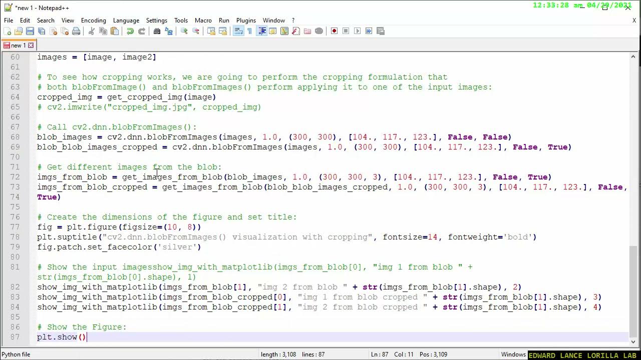 【PYTHON OPENCV】dnn blobFromImages and dnn imagesFromBlob with cropping - YouTube