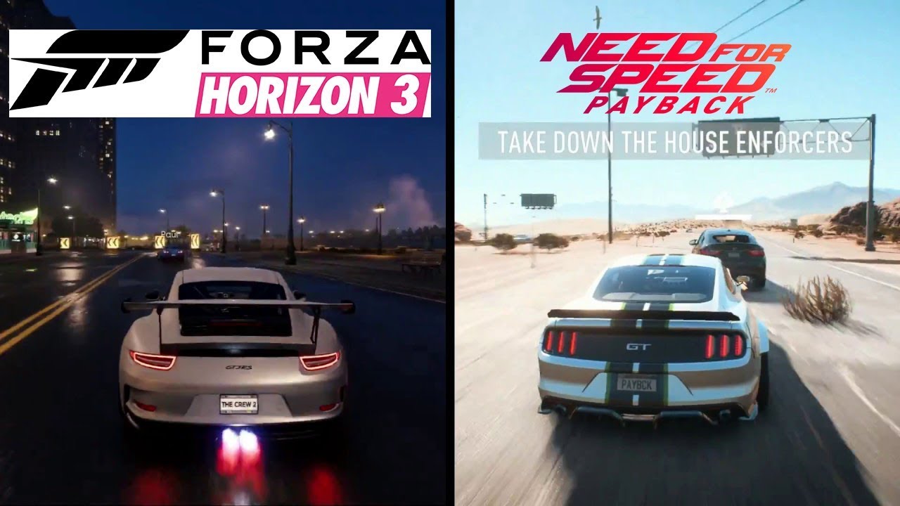 Need for speed Payback vs Forza Horizon 3 Gameplay - YouTube
