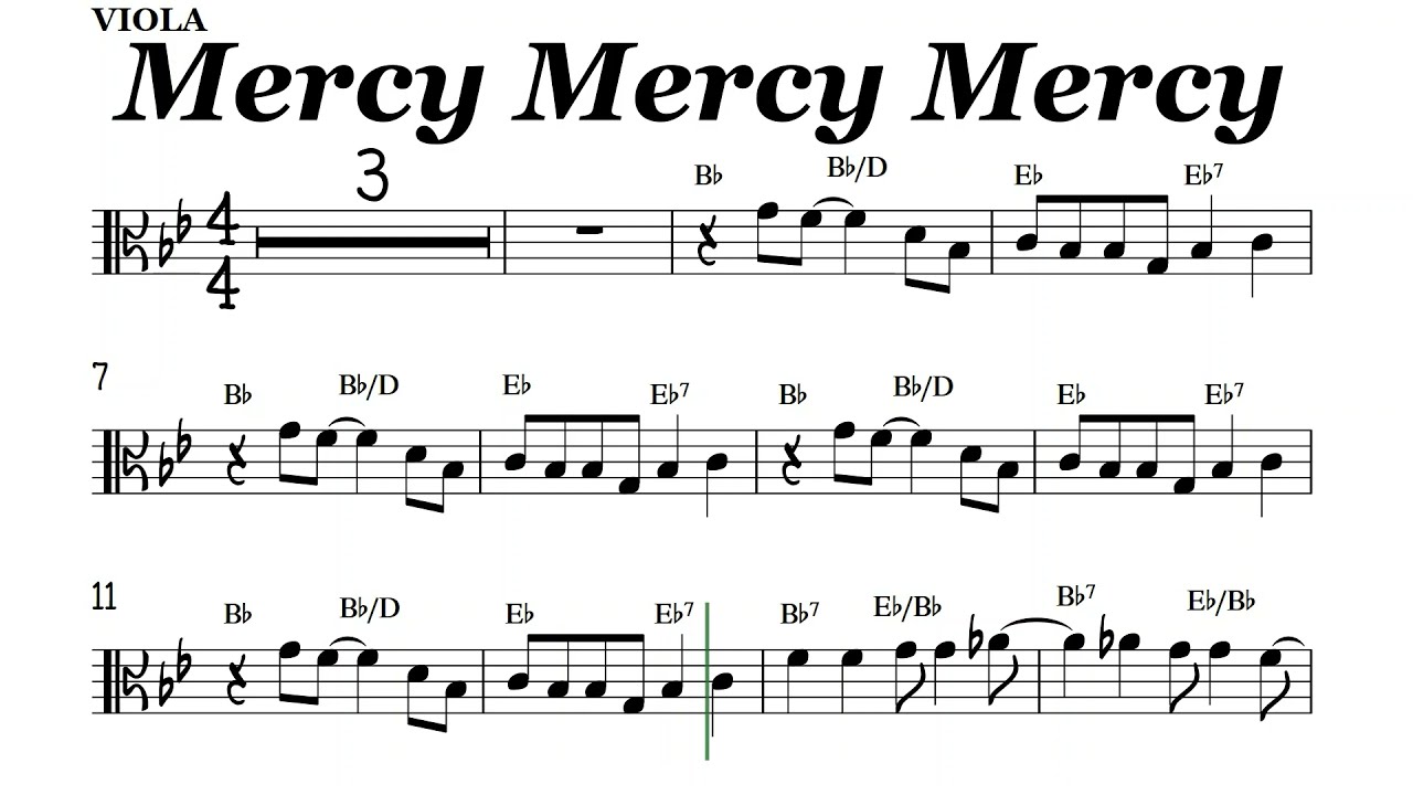 Mercy Mercy Mercy Viola Sheet Music Backing Track Play Along Partitura ...