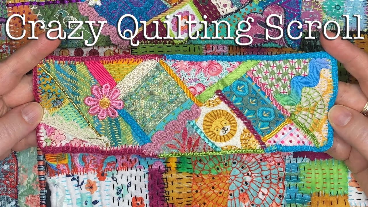 How to Stitch Crazy Quilt Style a Sampler Scroll Tutorial - YouTube