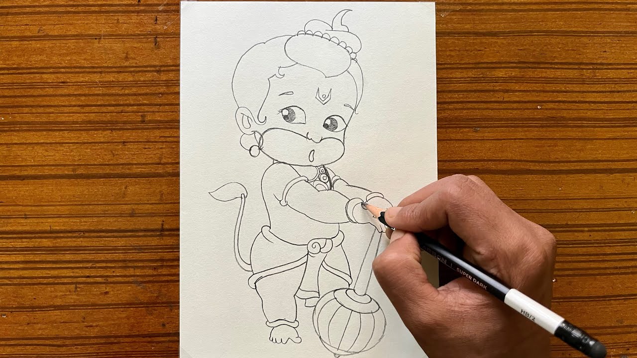 How to draw bal hanuman ( Maruti ) | God drawing outlines - YouTube