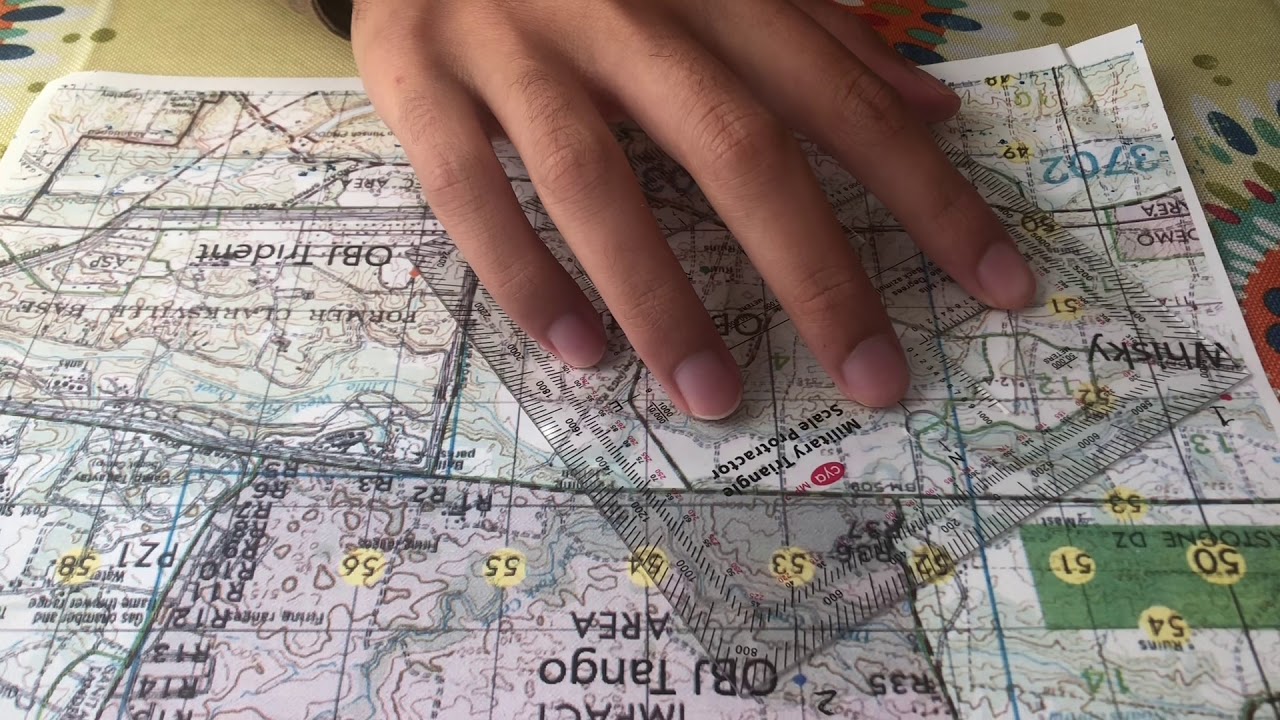 BLC determined grid azimuth using protractor - YouTube