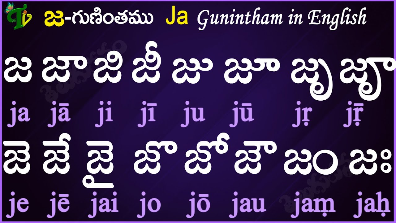 Telugu Guninthalu in English | How to write Ja gunintham in English | జ ...