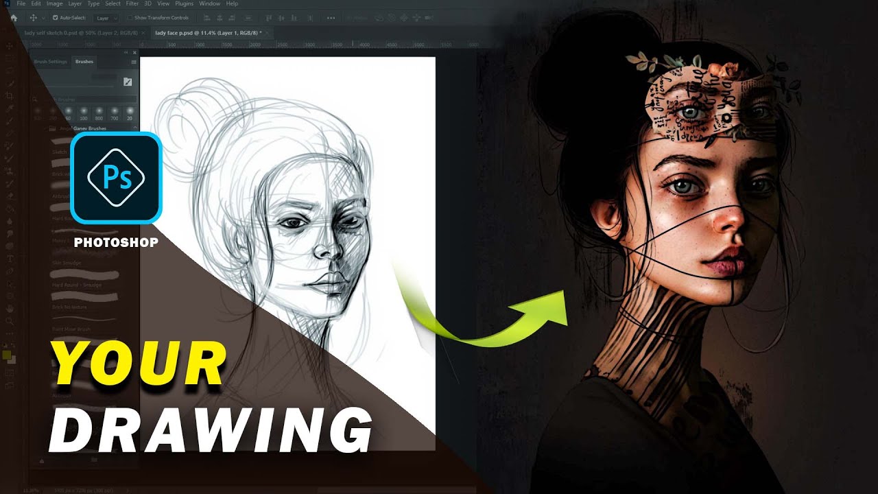 Digital painting of girl face | master craft designing - YouTube