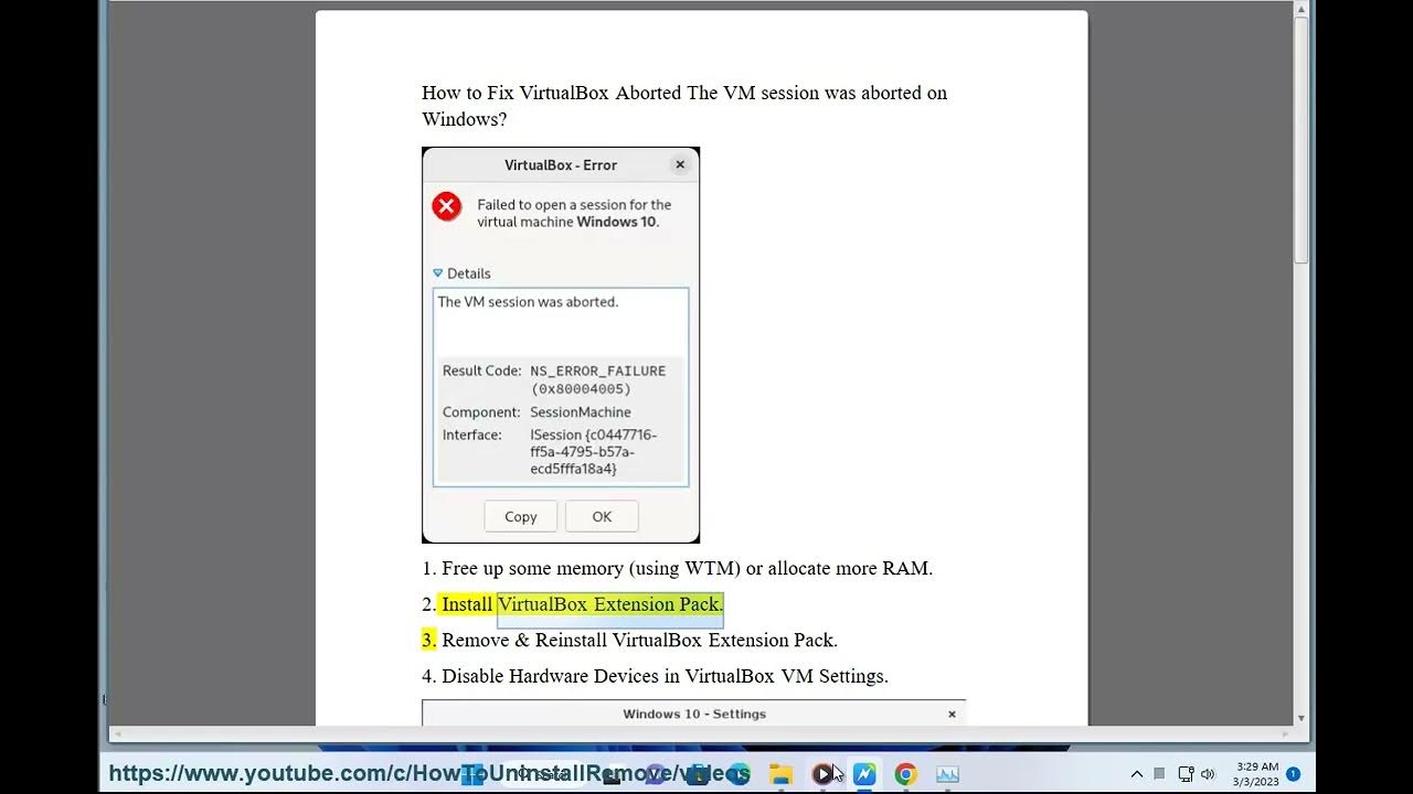 Fix VirtualBox Aborted The VM session was aborted on Windows (4/13/2023 re-updated) - YouTube