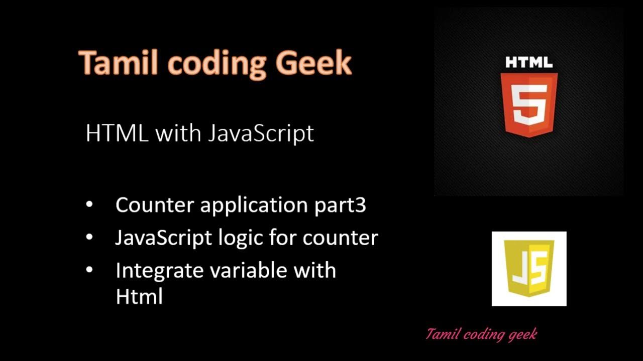 JavaScript with HTML in Tamil | Counter application part 3 ...