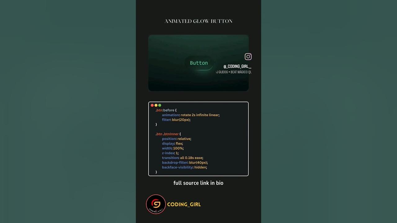 Animated Glow Button #shortvideo #webdesign #bts #codinglover #like #shorts #website - YouTube