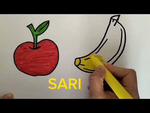 Elma ve muz çizim ve boyama , meyveleri ve renkleri öğrenelim