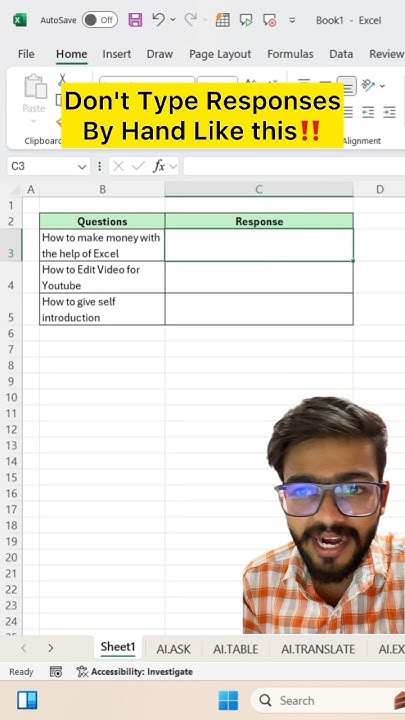 Don T Type Responses In Excel‼️instead Use Amazing Trick Excel Exceltips Exceltricks Shorts