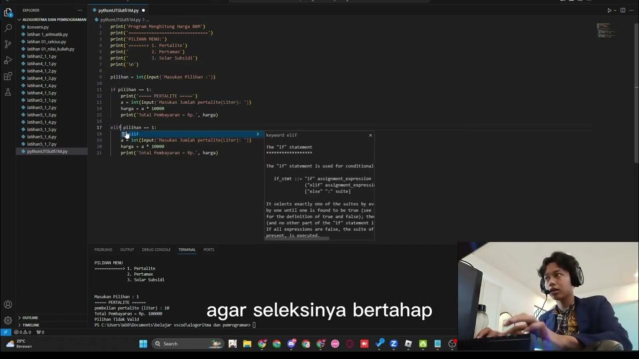 UTS - Membuat Program Menghitung Harga BBM Menggunakan Python - Lutfi Fikar Dzulkarnain - YouTube