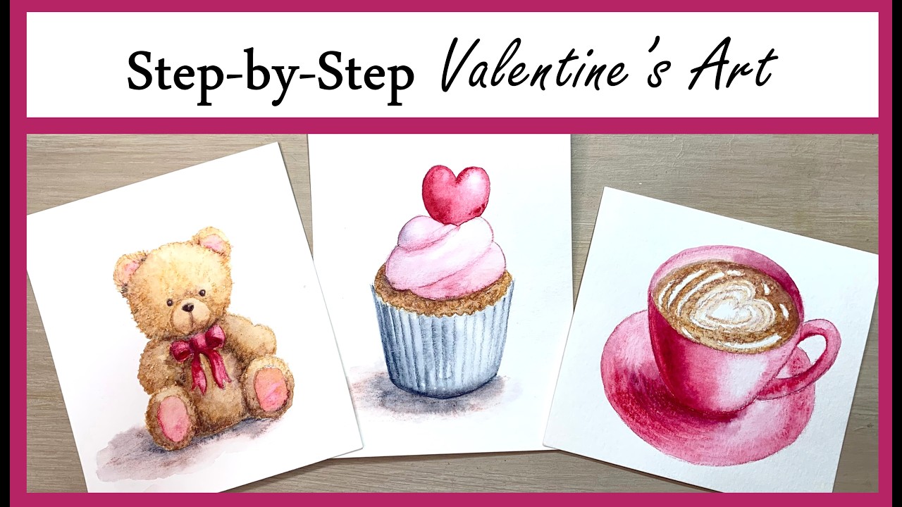 DRAW & Paint EASY Valentine’s Art! Step-by-Step Watercolor Pencils for ...