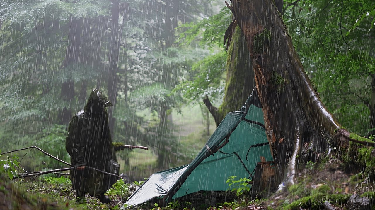 STRANDED IN A STORM - Solo Camping in 24 Hours of HEAVY RAIN Without a ...