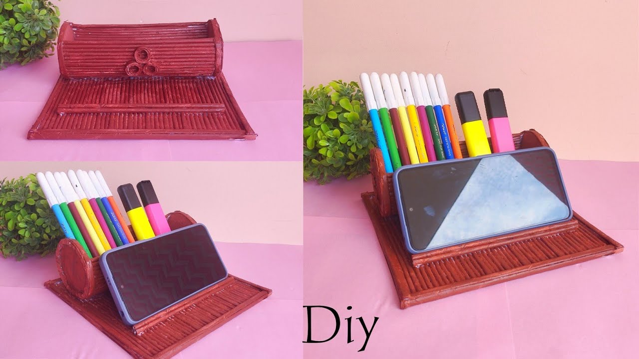 DIY Easy Pen and Phone holder | Paper Phone Holder | Recycle Waste ...