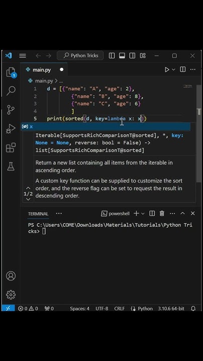 Python Tricks Sorting Dictionary Python Python3 Programming Coding Sort Sorting