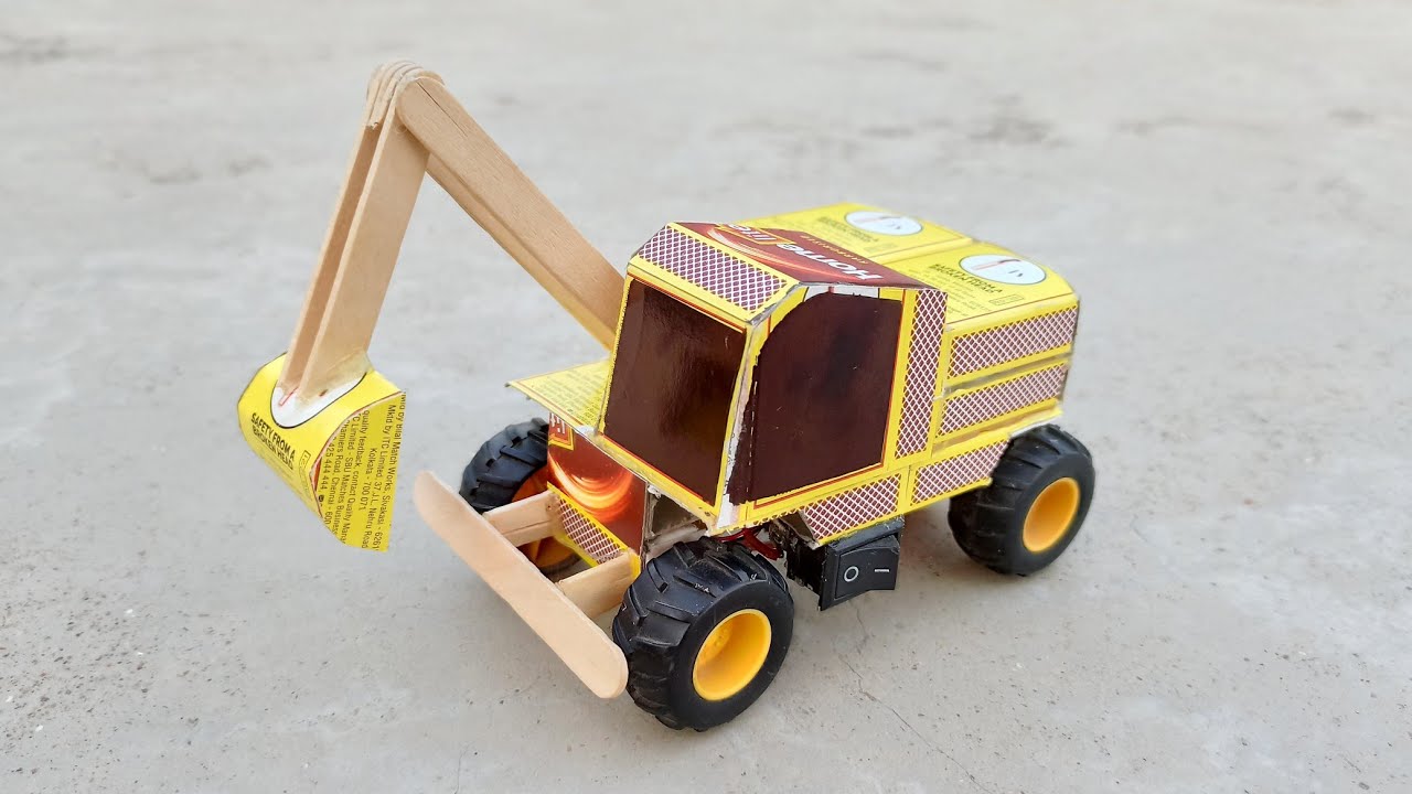 How to make JCB at home from matchbox - Diy JCB Backhoe Loader - mini ...