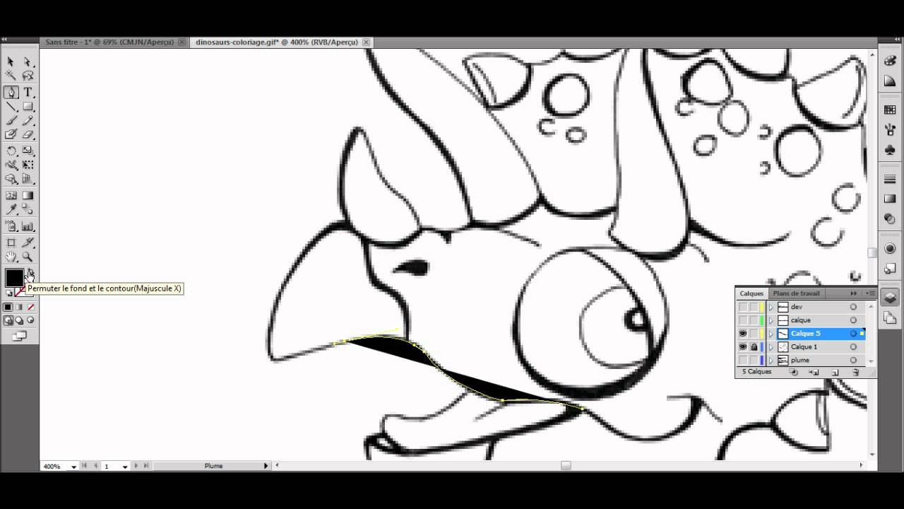 Illustrator CS5 calques/ outil plume - YouTube