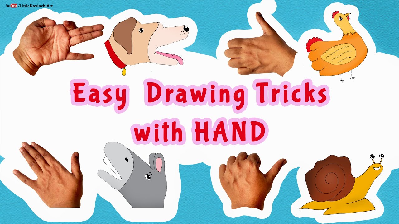 Easy Drawing Tricks for Kids using Hand | Fun drawing for Kids | - YouTube