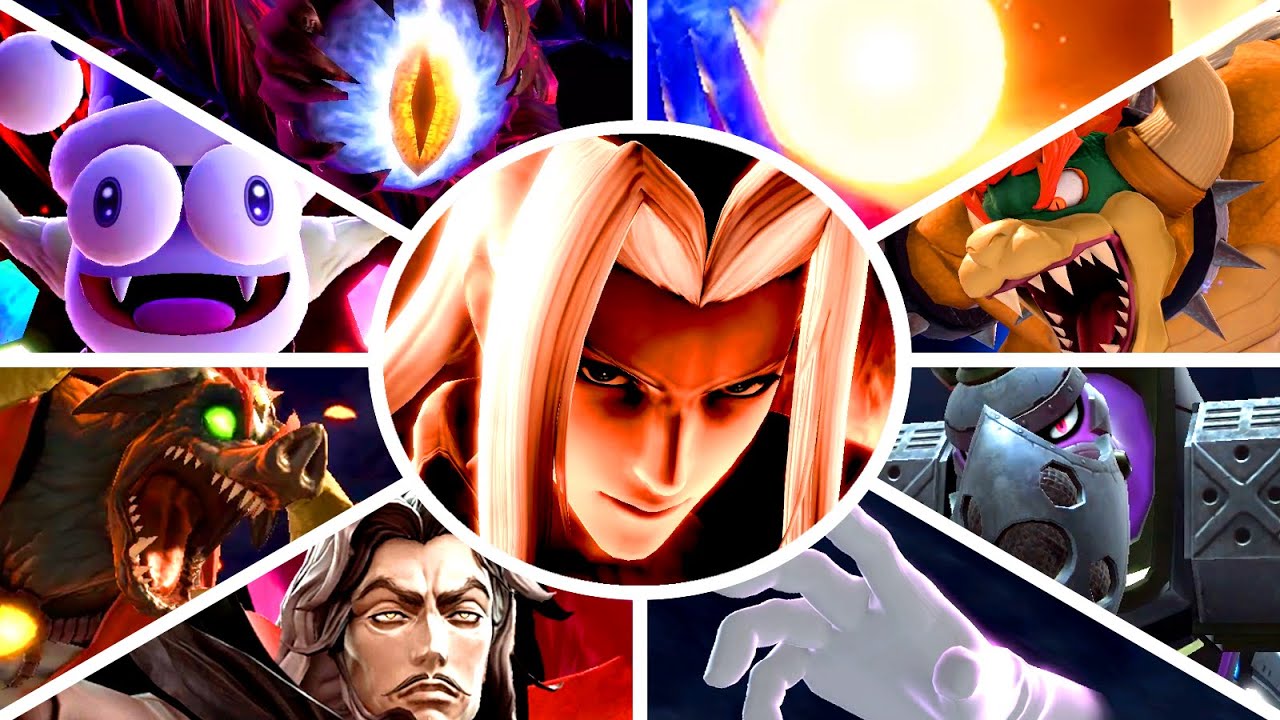 Sephiroth vs All Bosses in Super Smash Bros. Ultimate + Final Boss ...
