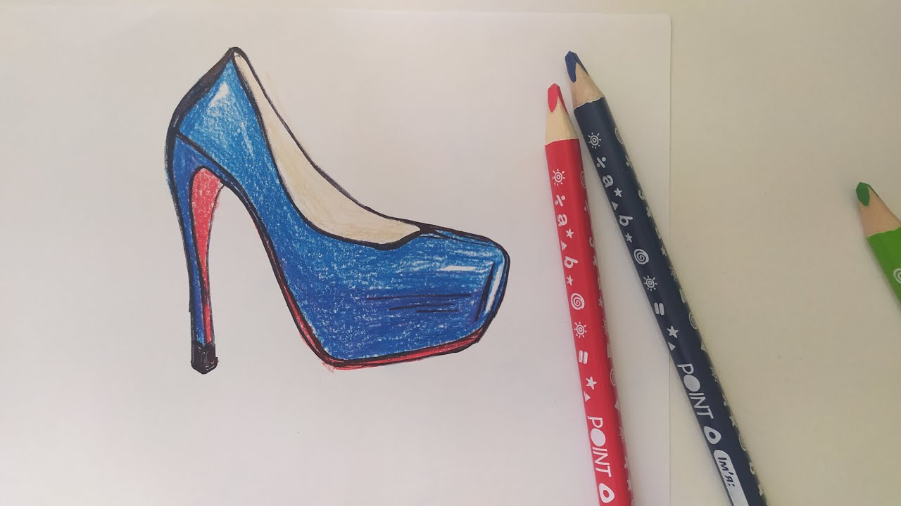 How to draw Louboutin High Heels 👠 Platform Party Shoes Sketch Fashion ...
