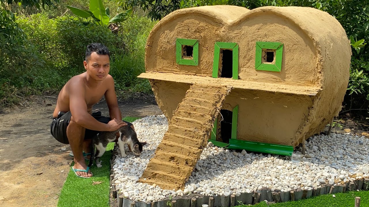 Cat rescue and build Loving Cat House - Build House for Kitten - YouTube