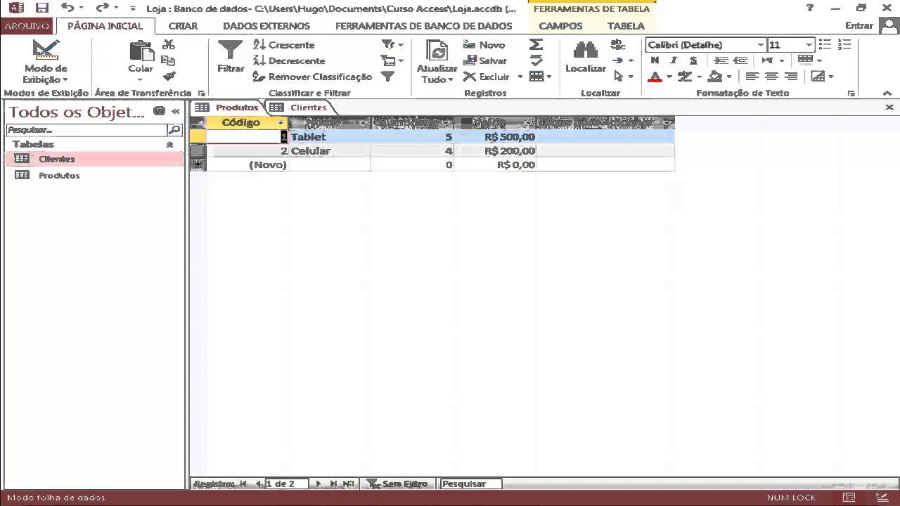 Curso de Access - Aula 03 - Criando Tabelas - YouTube