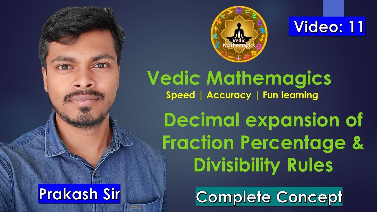 Video 11 Vedic Mathematics Decimal expansion of Fraction Percentage ...