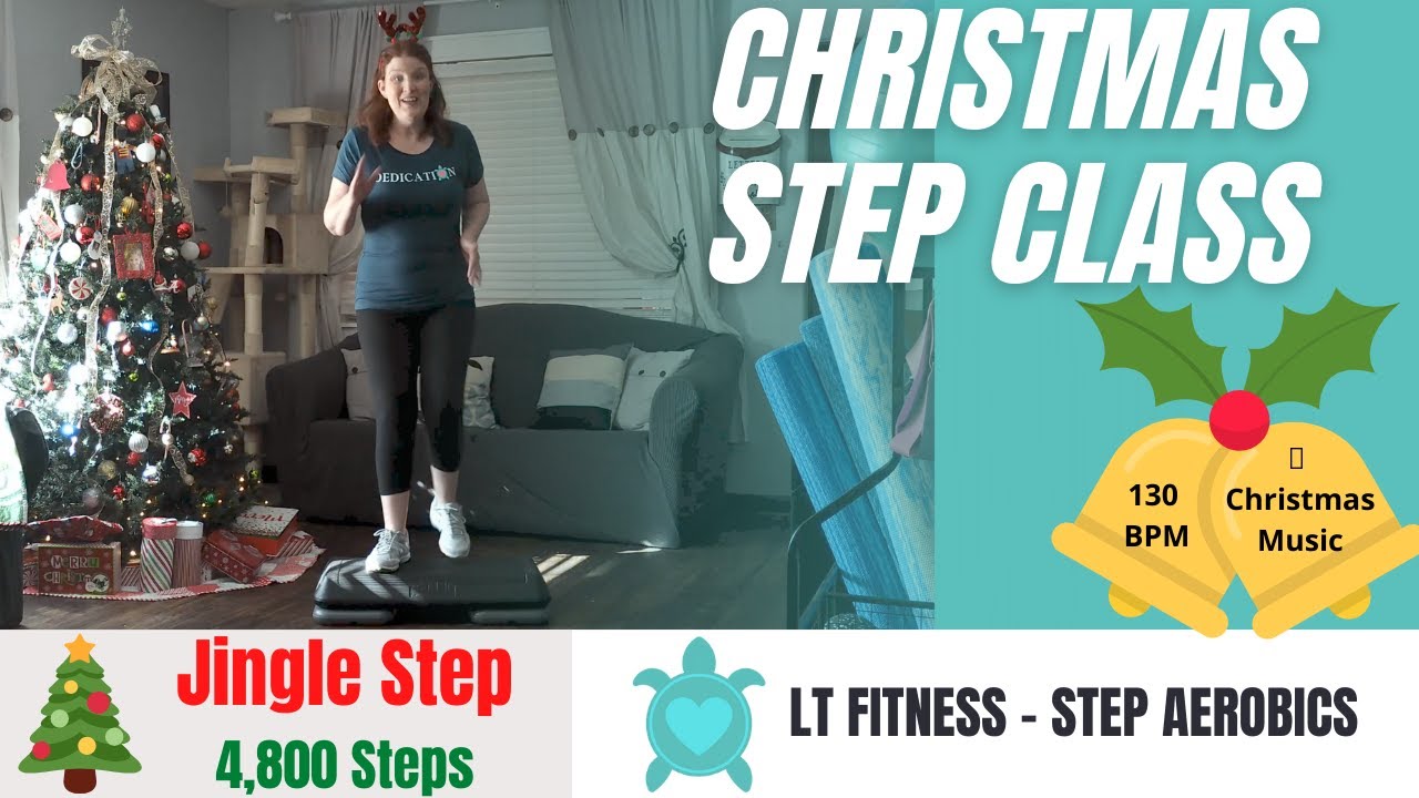 Christmas Step Aerobics Easy Beginner Workout - YouTube
