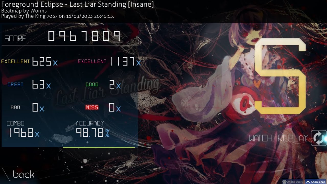 osu!mania 4K Foreground Eclipse - Last Liar Standing [Insane] - YouTube