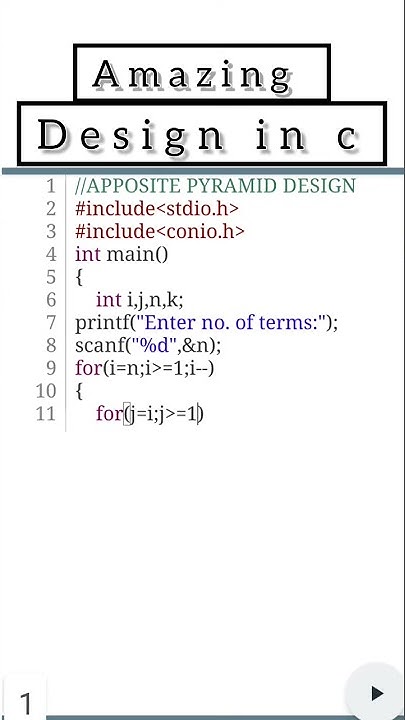 opposite pyramid design in c | pattern program #shorts #viral #tranding ...