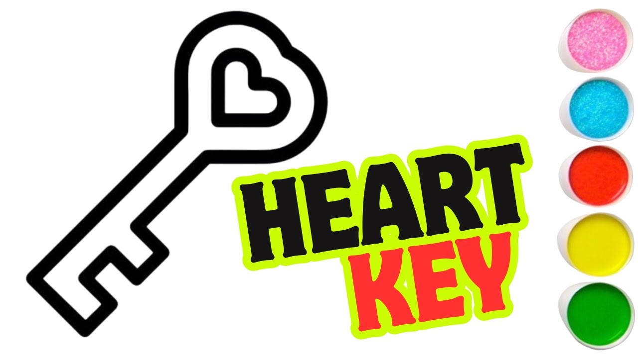 How To Draw A Heart Key Drawing Painting Coloring For kids ️ - YouTube