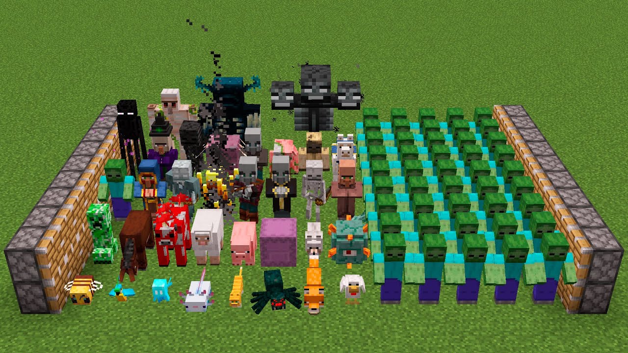 x400 zombie and all minecraft mobs combined - YouTube